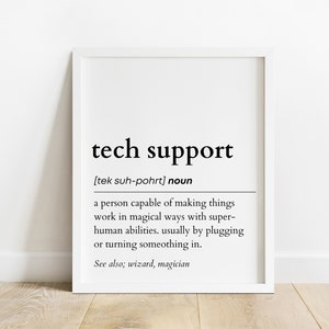 Tech Support Definition Print, Printable Wall Art, Digital Download ...