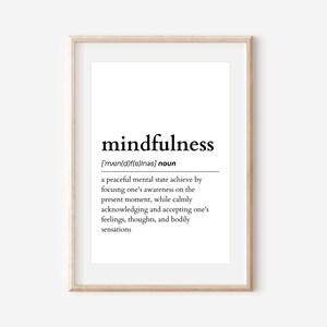 Mindfulness Definition Print, Printable Wall Art, Digital Download ...