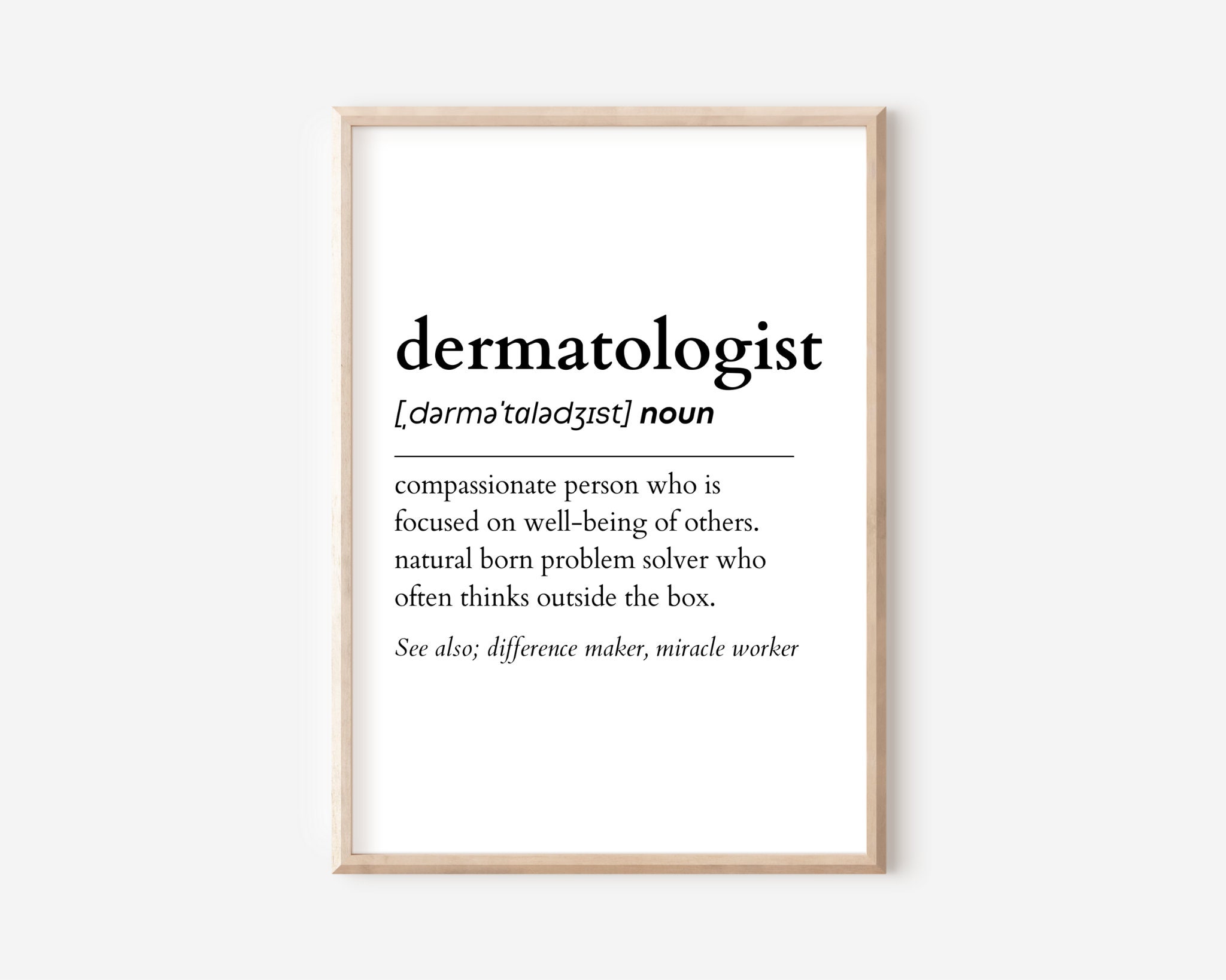 Dermatologist Definition Print, Printable Wall Art, Digital Download ...