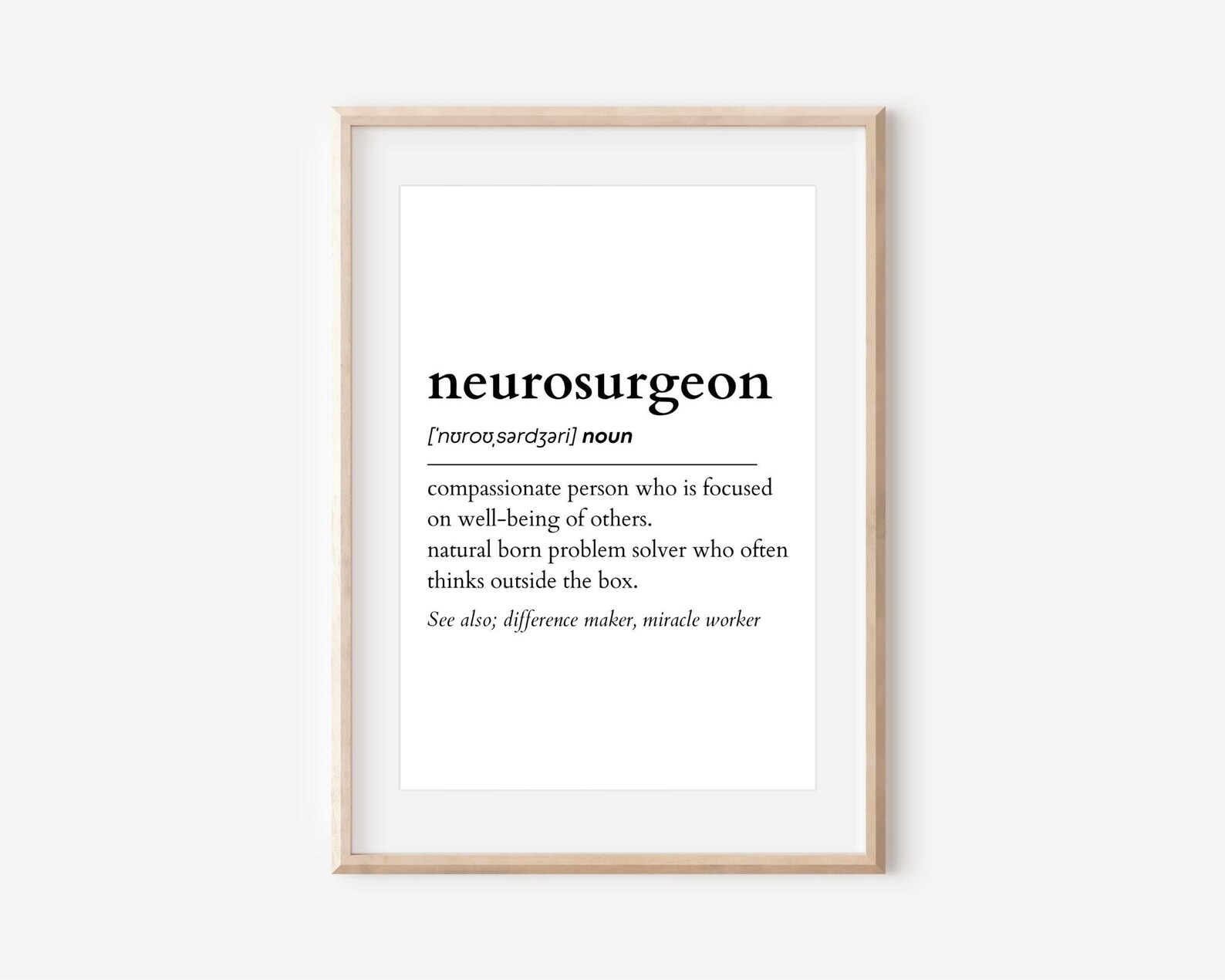 Neurosurgeon Definition Print, Printable Wall Art, Digital Download ...