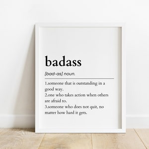 Badass Definition Print, Badass Wall Art, Digital Download Print ...