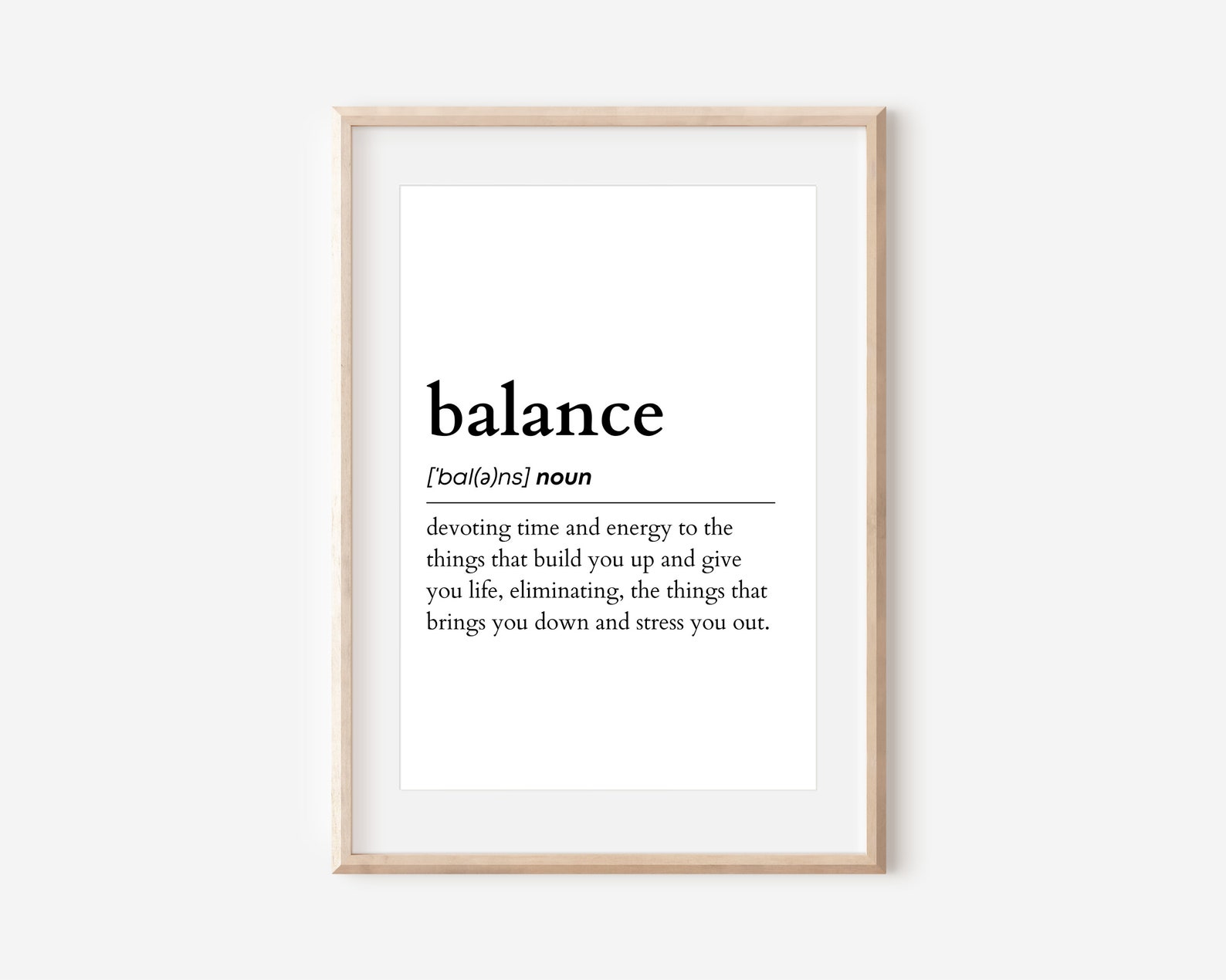 Balance Definition Print, Printable Wall Art, Digital Download Print ...