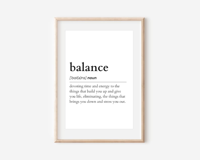Balance Definition Print, Printable Wall Art, Digital Download Print ...