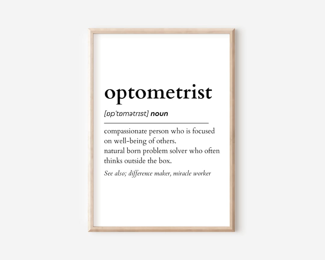 Optometrist Definition Print, Printable Wall Art, Digital Download ...