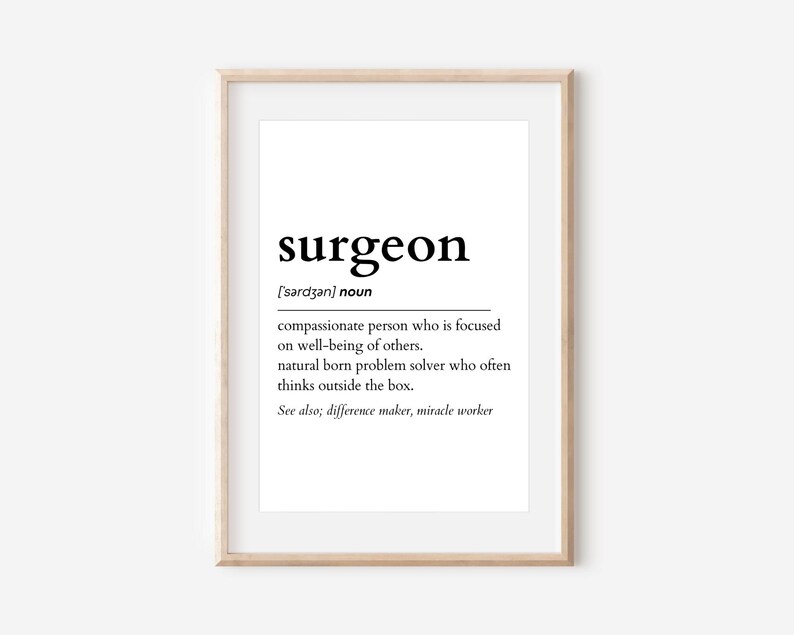 Surgeon Definition Print, Printable Wall Art, Digital Download Print ...