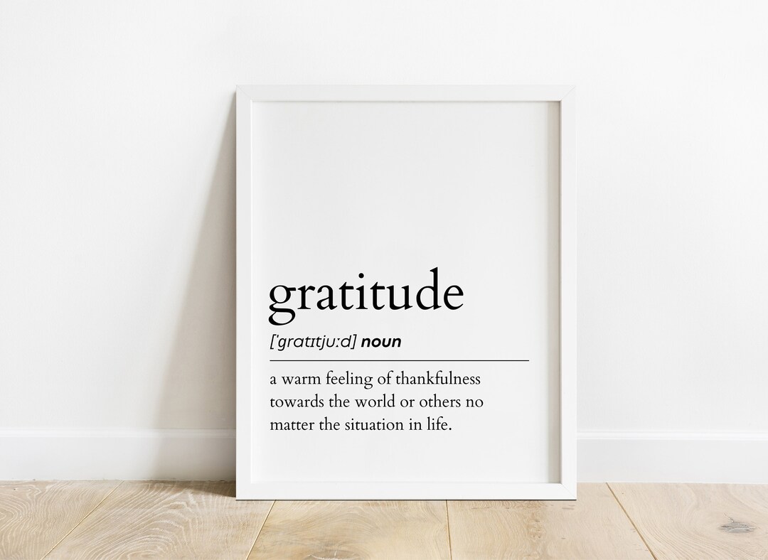 Gratitude Definition Print, Printable Wall Art, Digital Download Print ...