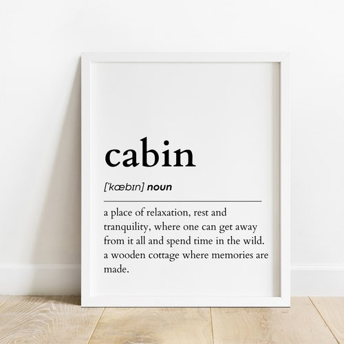 Cabin Definition Print Cabin Decor Printable Cabin Wall Art - Etsy