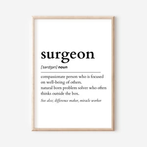 Surgeon Definition Print, Printable Wall Art, Digital Download Print ...