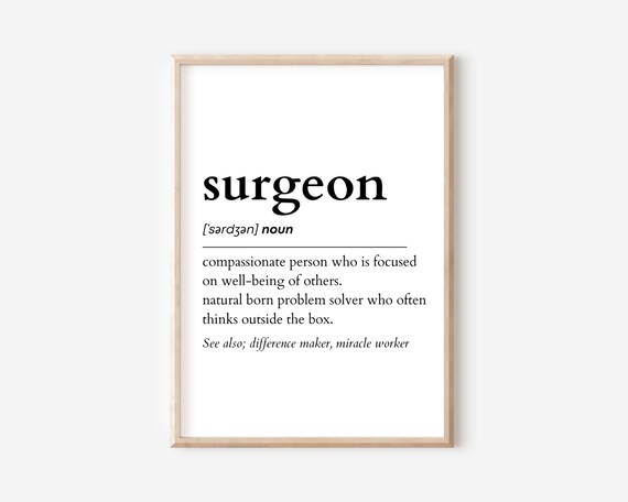 Surgeon Definition Print Printable Wall Art Digital Download | Etsy
