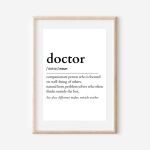 Doctor Definition Print, Printable Wall Art, Digital Download Print ...