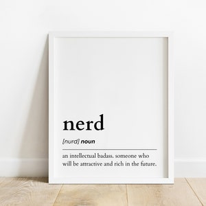Nerd Definition Print, Printable Wall Art, Digital Download Print, Nerd ...