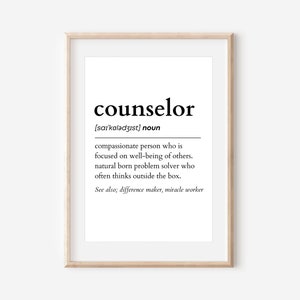 Counselor Definition Print, Printable Wall Art, Digital Download Print ...