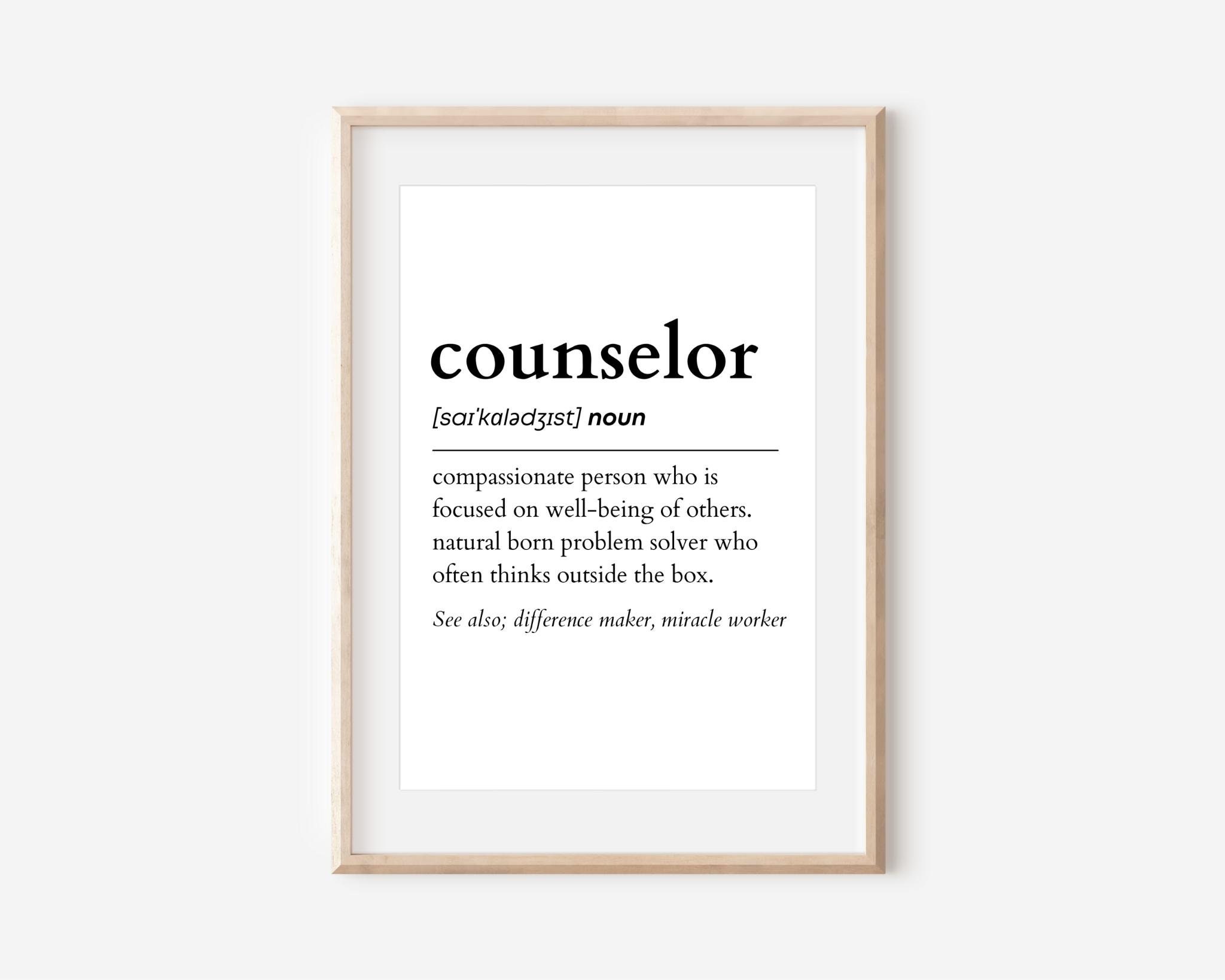 Counselor Definition Print, Printable Wall Art, Digital Download Print ...
