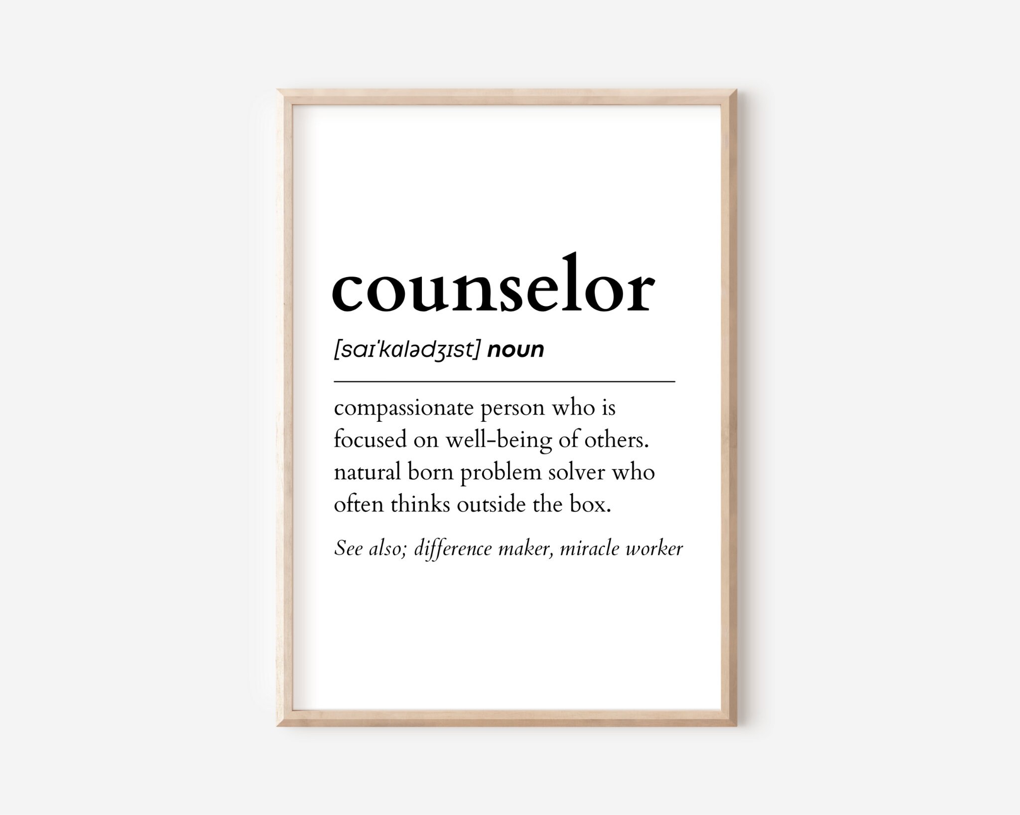 Counselor Definition Print, Printable Wall Art, Digital Download Print ...