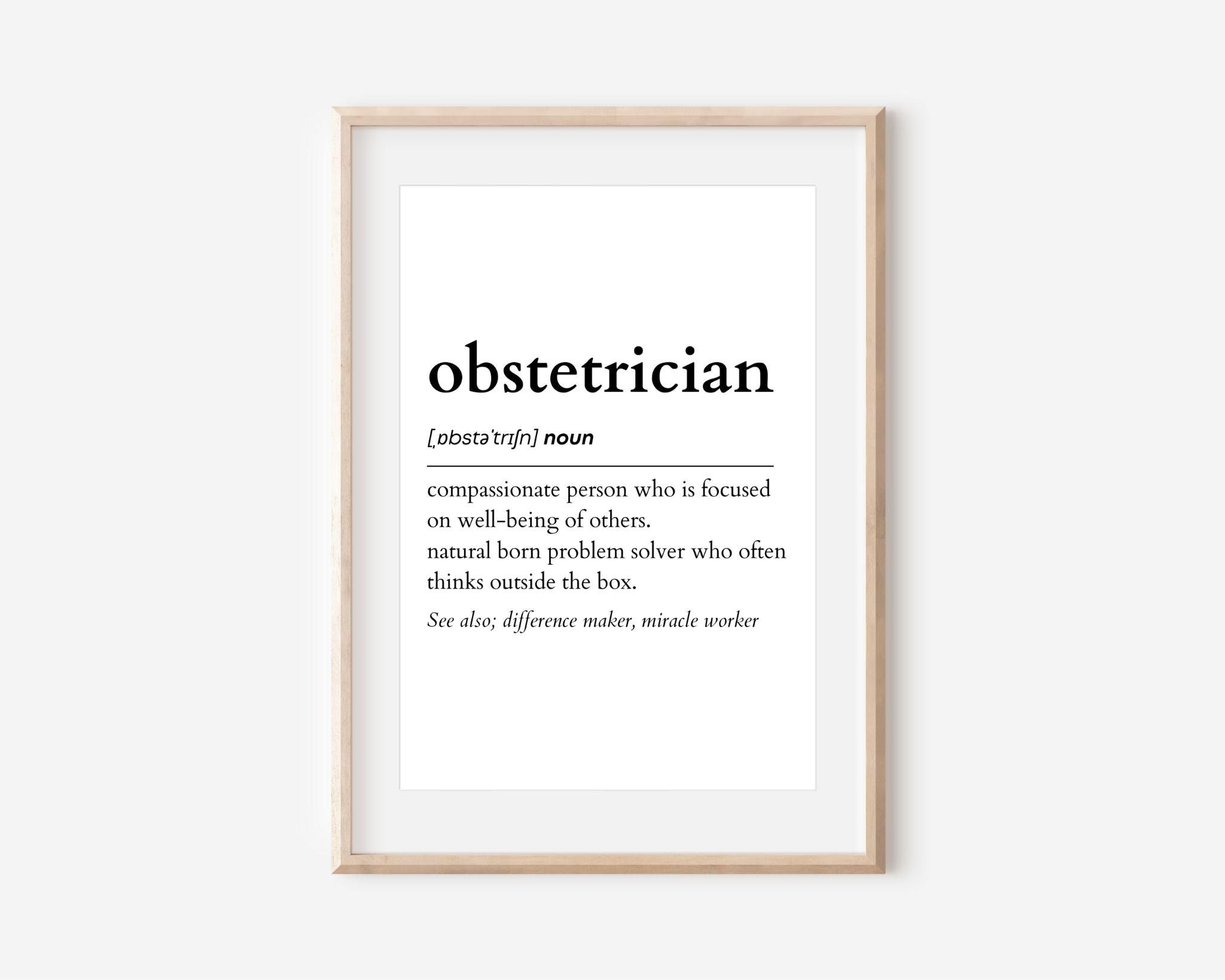 Obstetrician Definition Print, Printable Wall Art, Definition Print ...
