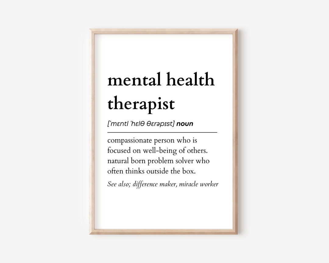 Mental Health Therapist Definition Print, Printable Wall Art ...