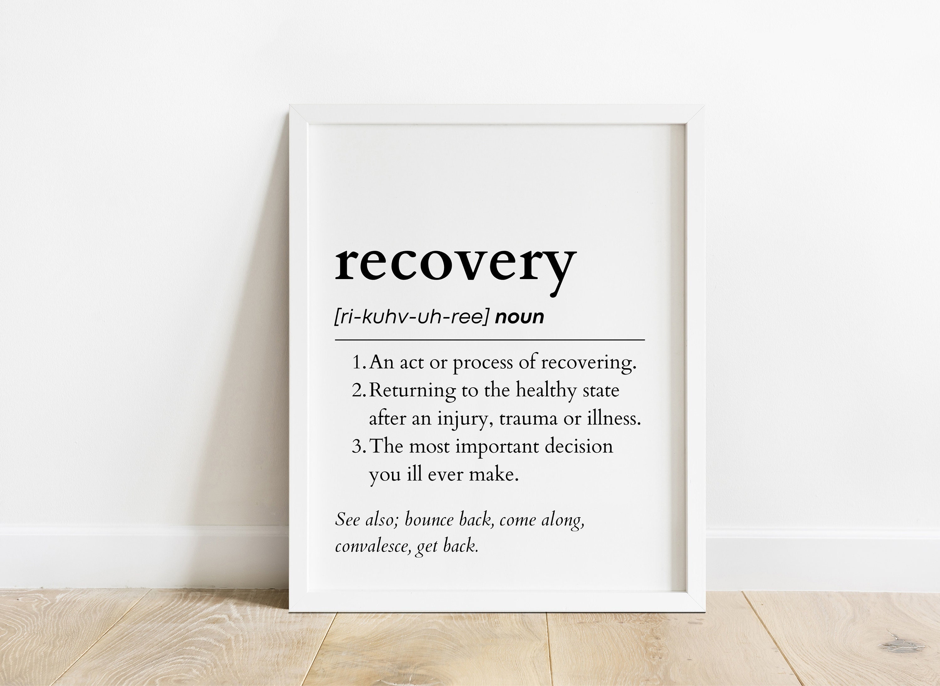 Recovery Definition Print, Printable Wall Art, Digital Download Print ...