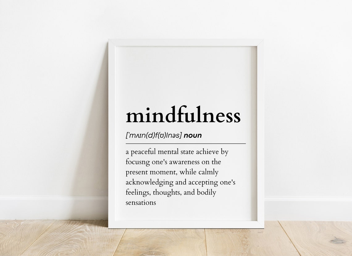 Mindfulness Definition Print, Printable Wall Art, Digital Download ...