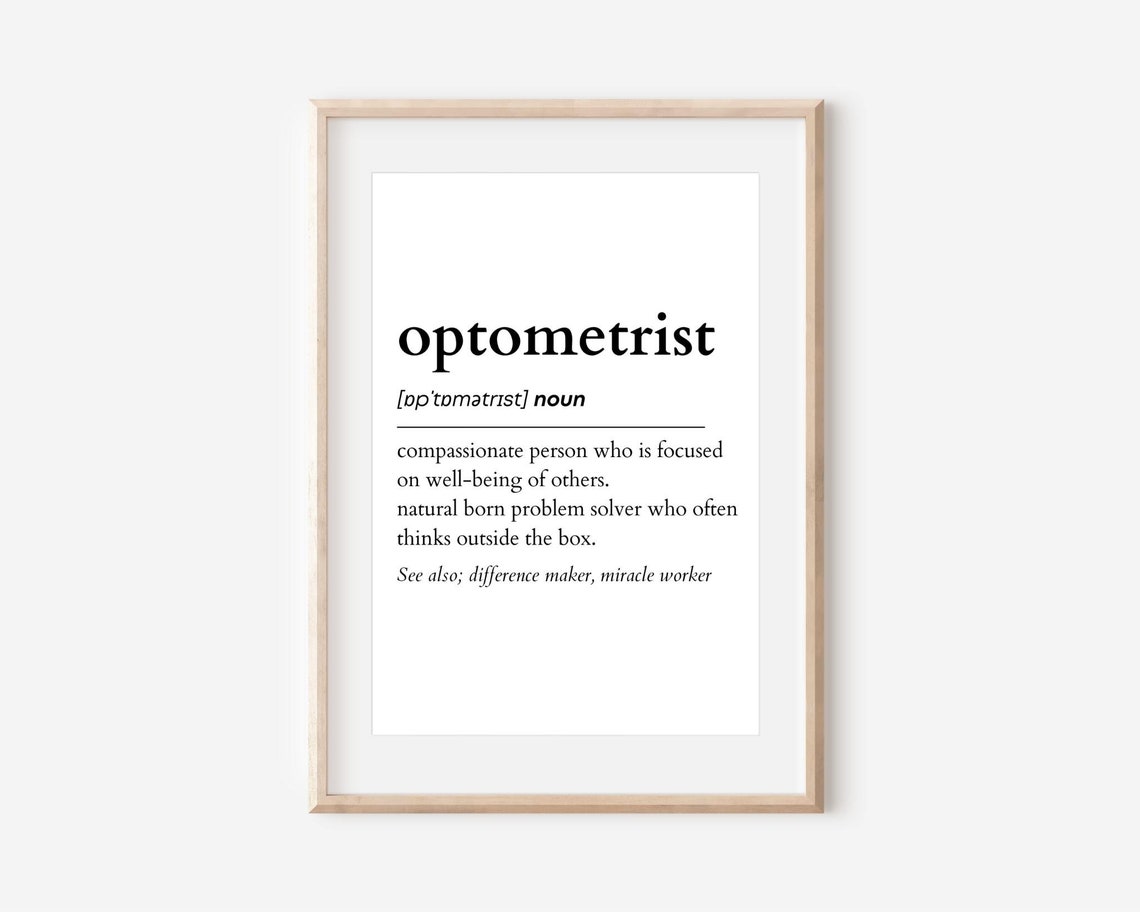 Optometrist Definition Print Printable Wall Art Digital - Etsy