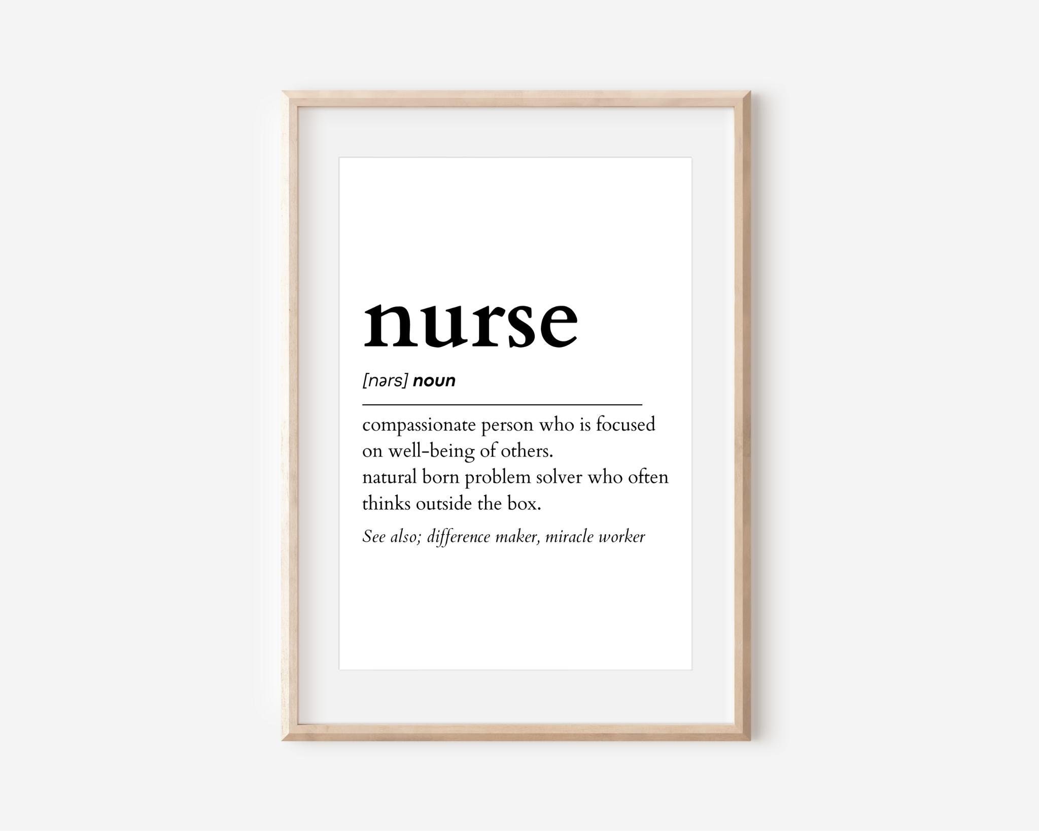 Nurse Definition Print, Printable Wall Art, Definition Print, Digital ...