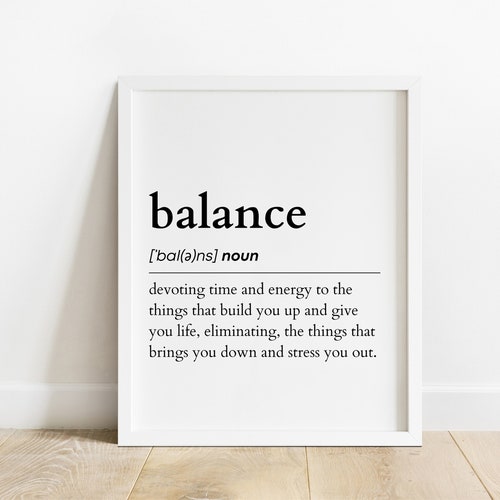 Balance Definition Print Printable Wall Art Digital Download - Etsy