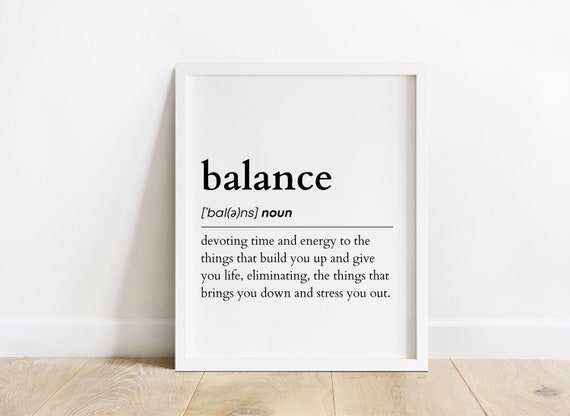 Balance Definition Print Printable Wall Art Digital Download - Etsy