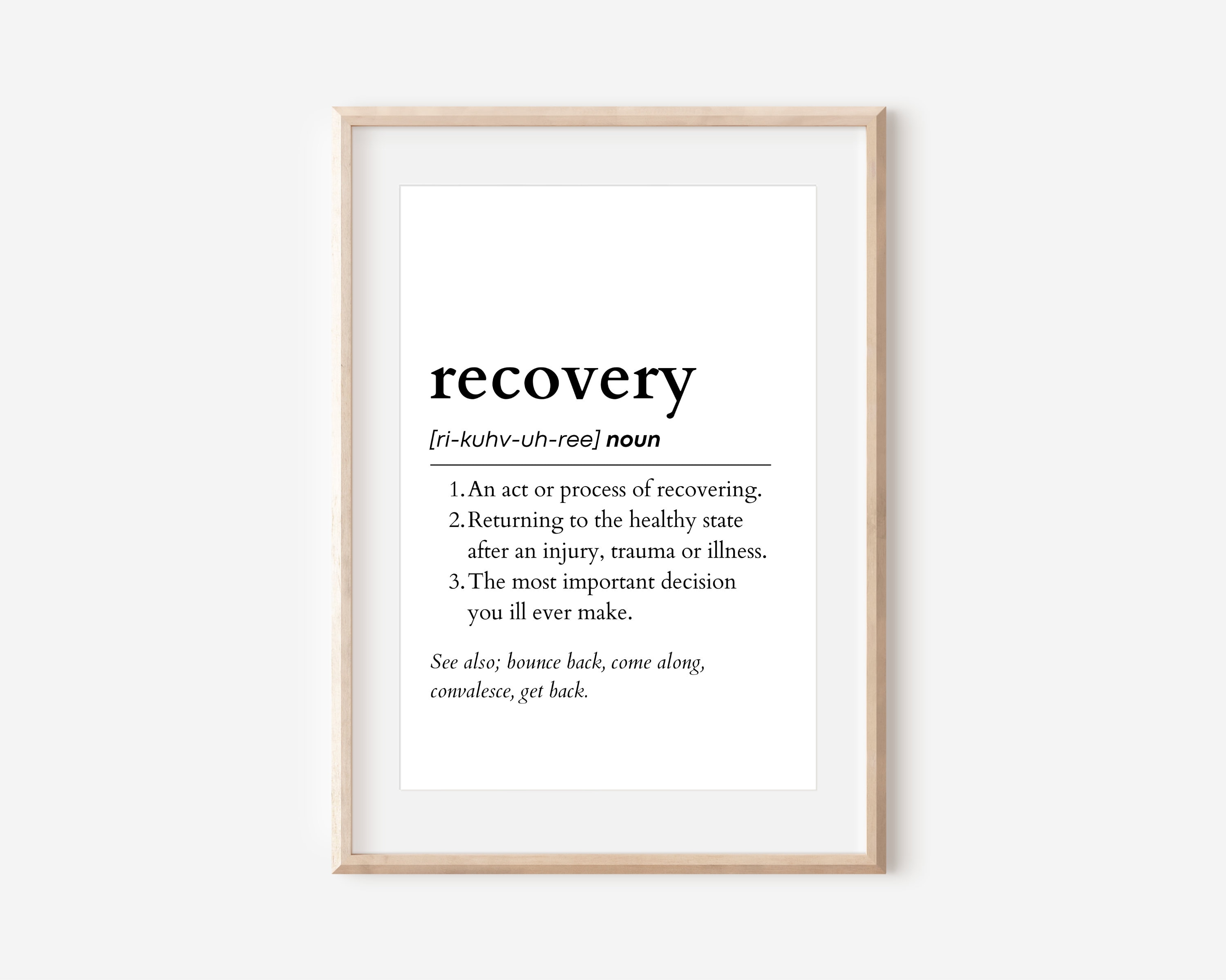 Recovery Definition Print, Printable Wall Art, Digital Download Print ...