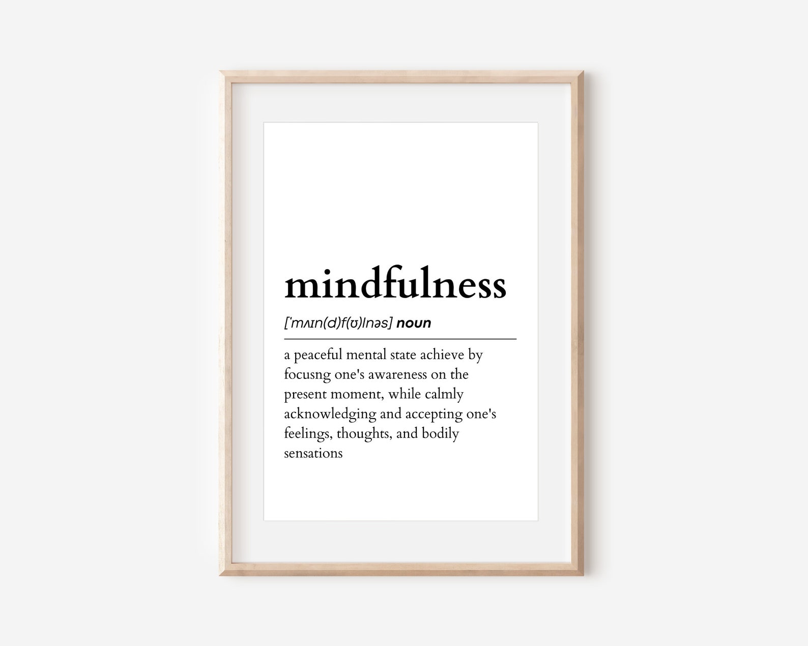Mindfulness Definition Print, Printable Wall Art, Digital Download ...