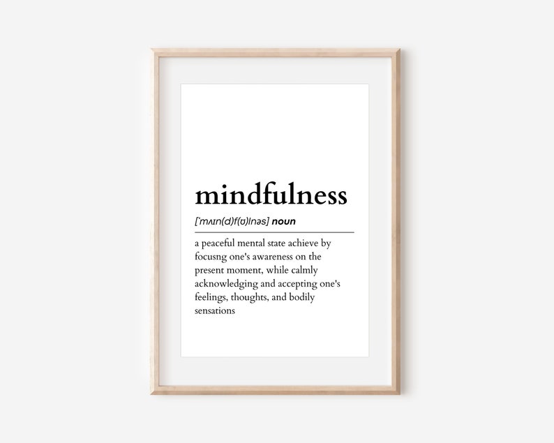 Mindfulness Definition Print, Printable Wall Art, Digital Download ...