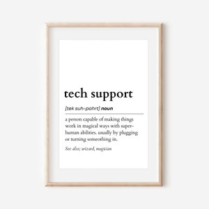 Tech Support Definition Print, Printable Wall Art, Digital Download ...