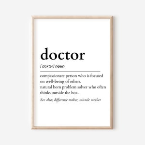 Doctor Definition Print, Printable Wall Art, Digital Download Print ...