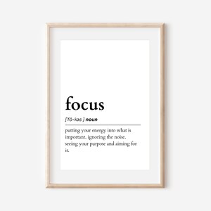 Focus Definition Print, Printable Wall Art, Digital Download Print ...