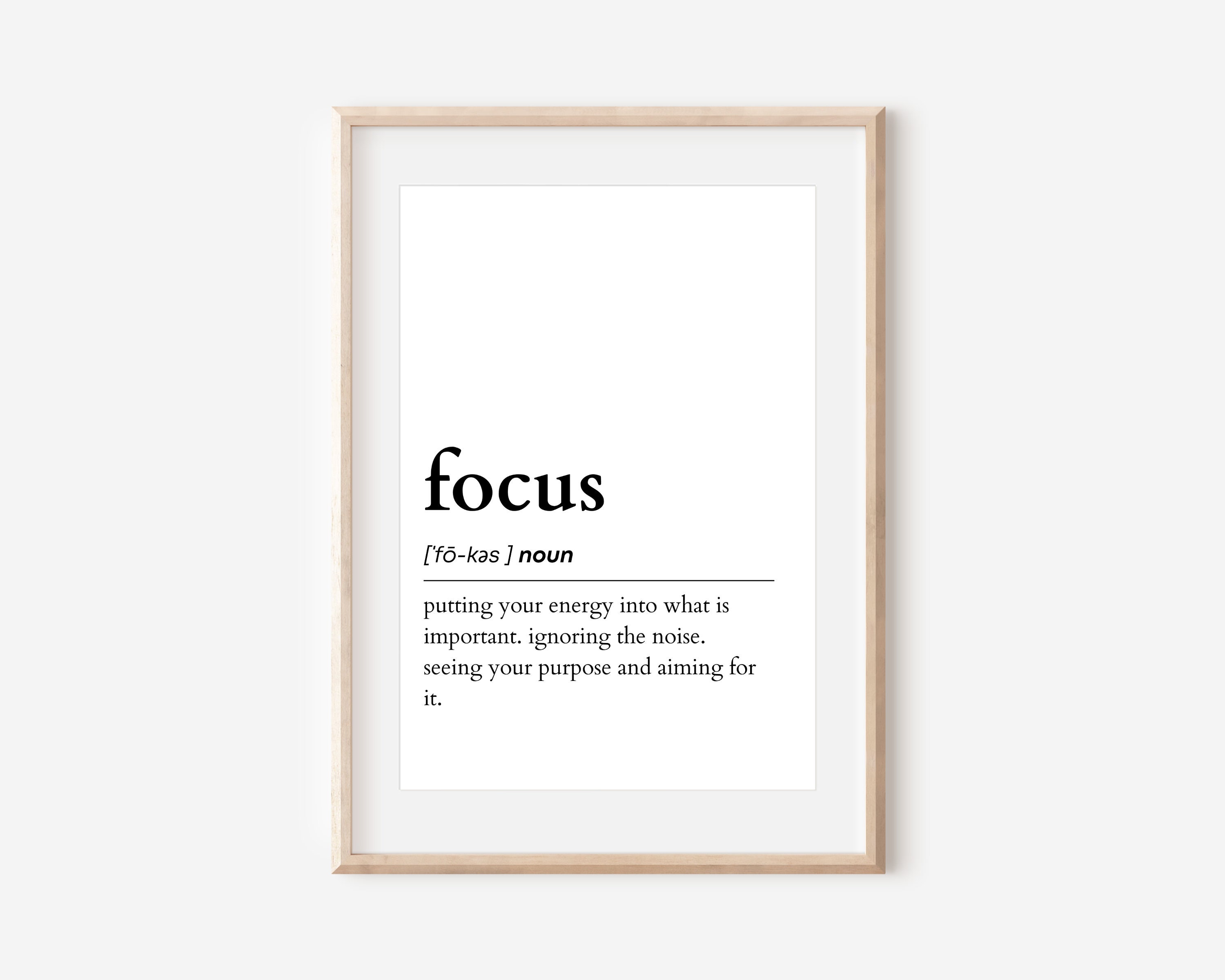 Focus Definition Print, Printable Wall Art, Digital Download Print ...