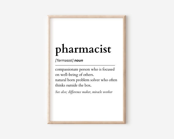 Pharmacist Definition Print Printable Wall Art Definition | Etsy