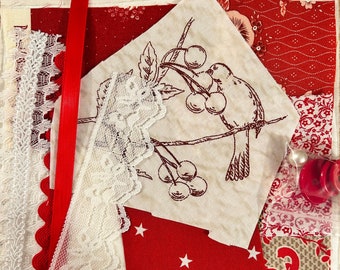 Redwork Slow Stitch Banner Kit - Etsy