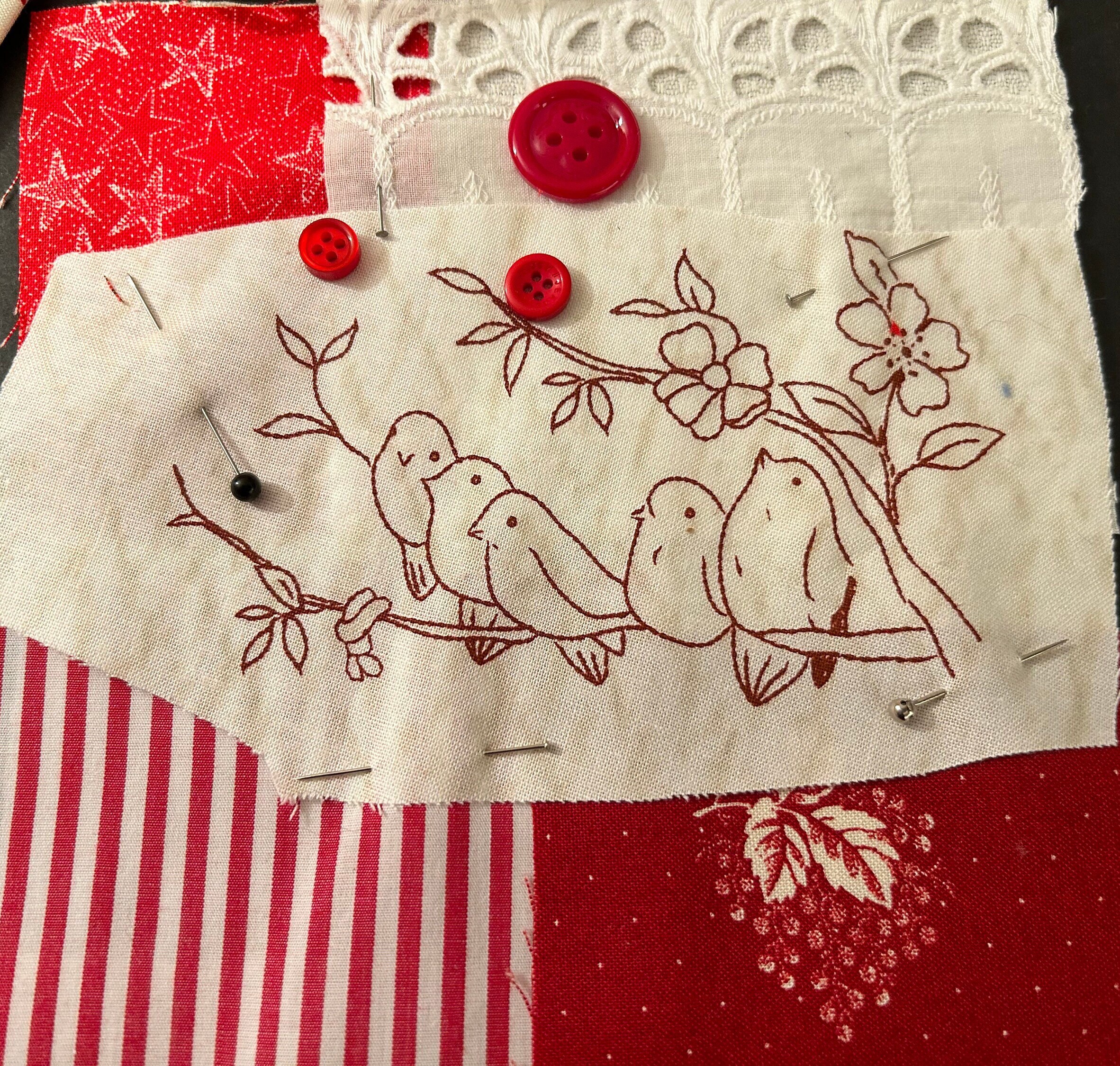 Redwork Slow Stitch Banner Kit - Etsy