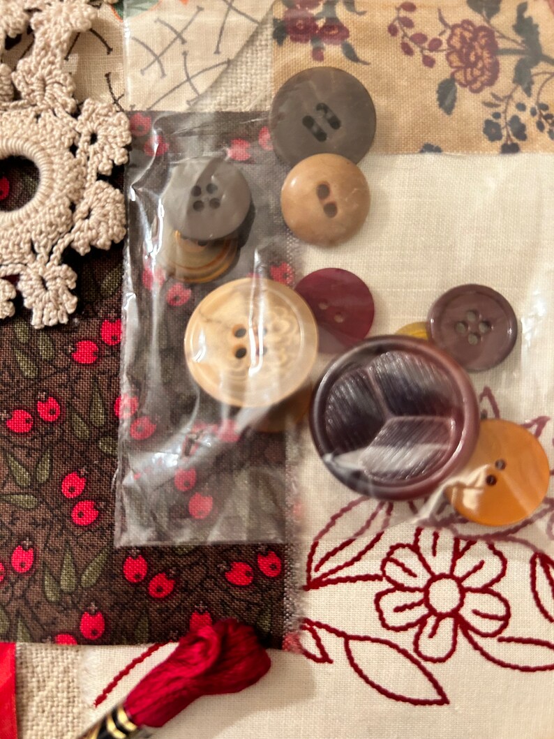 Lg Primitive Redwork Slow Stitch Kit - Etsy