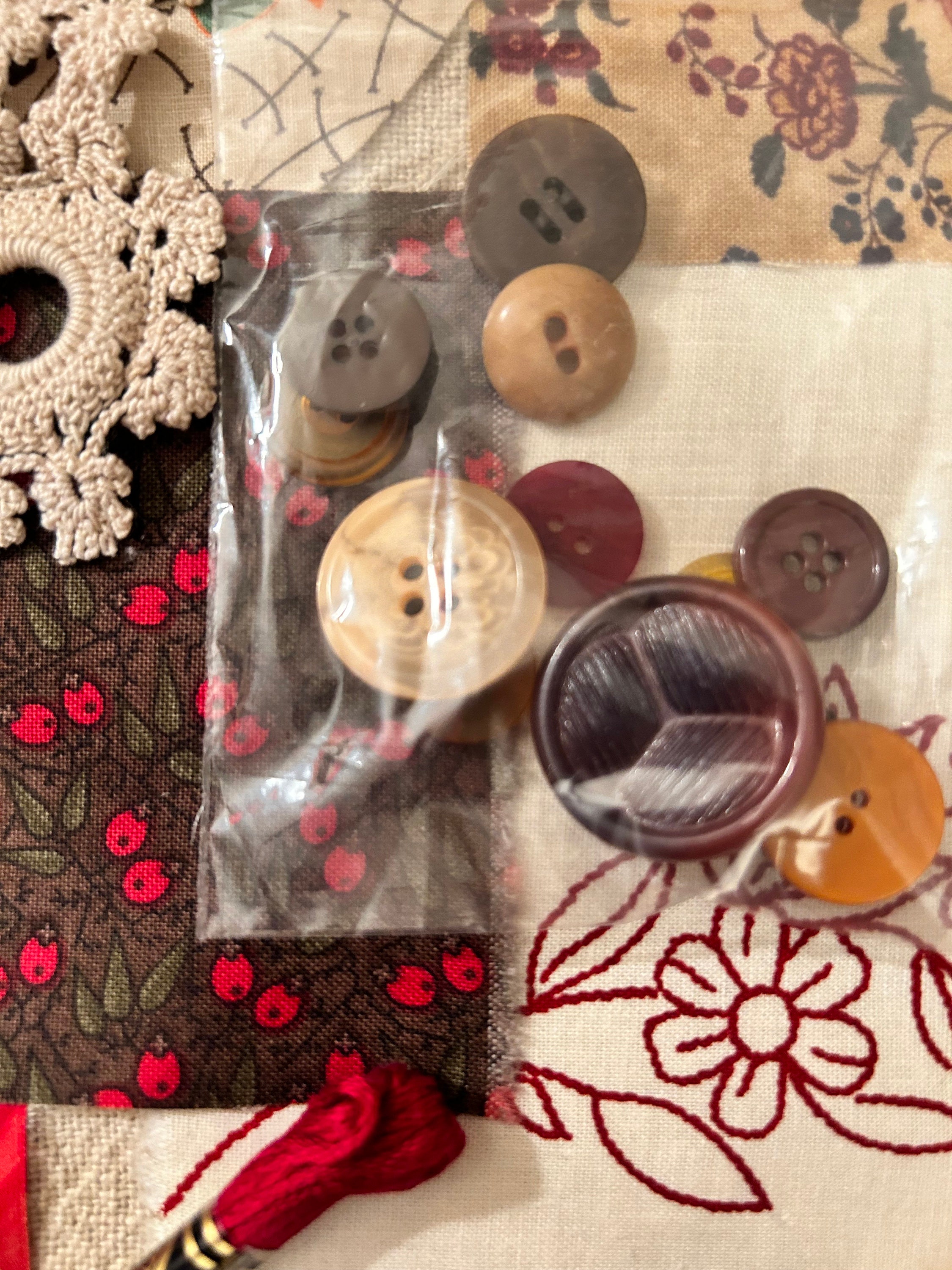 Lg Primitive Redwork Slow Stitch Kit - Etsy