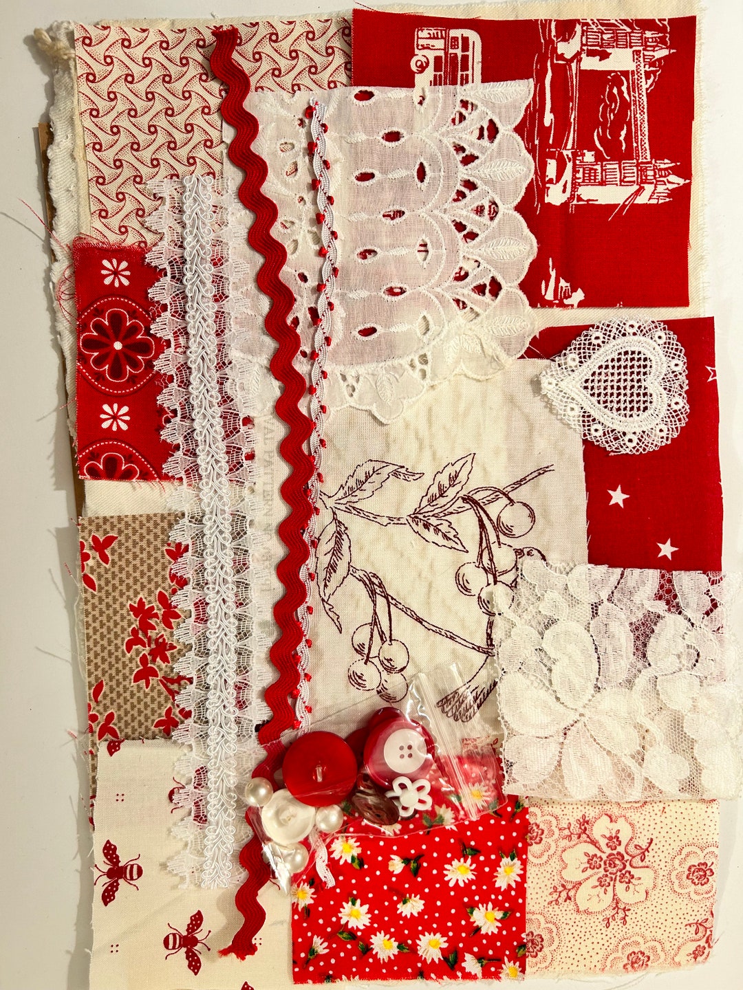 Small Redwork Stitch Kit - Etsy