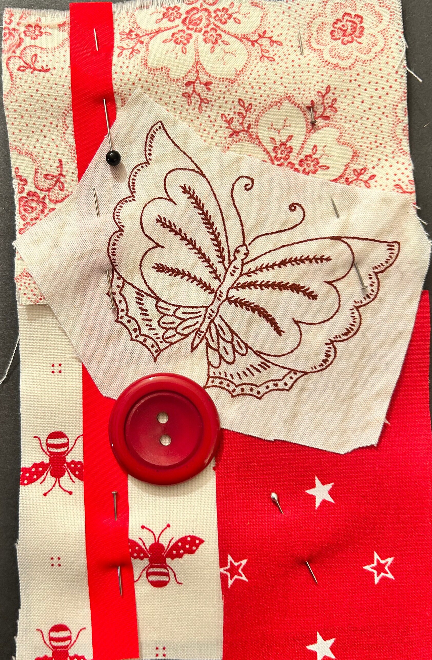 Redwork Slow Stitch Banner Kit - Etsy