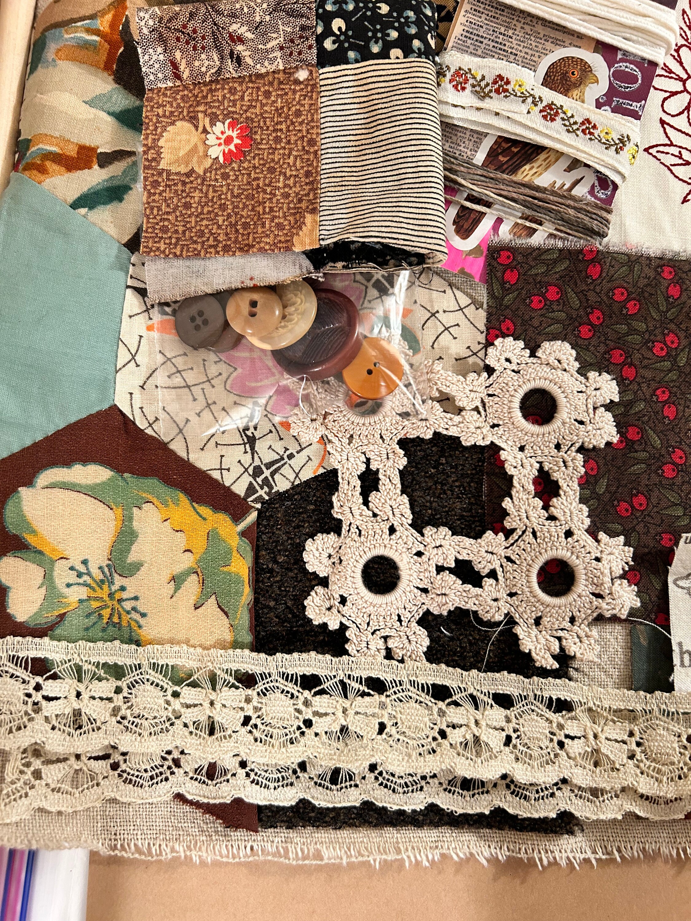 Lg Primitive Redwork Slow Stitch Kit - Etsy