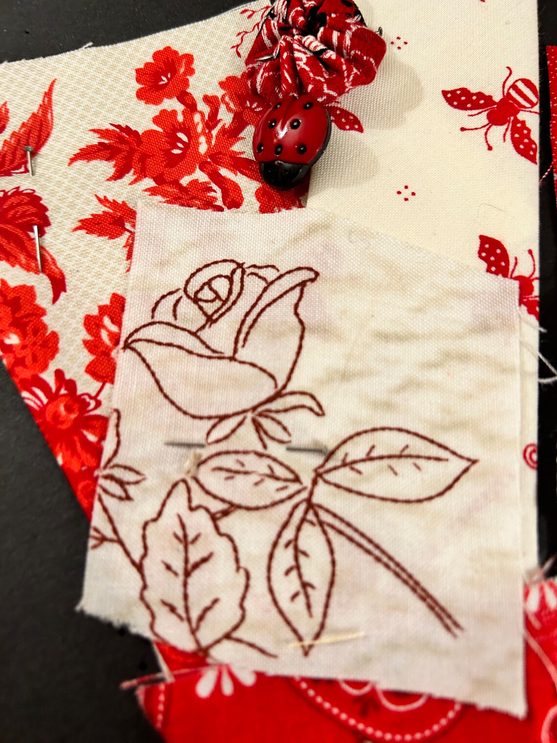 Redwork Slow Stitch Banner Kit - Etsy