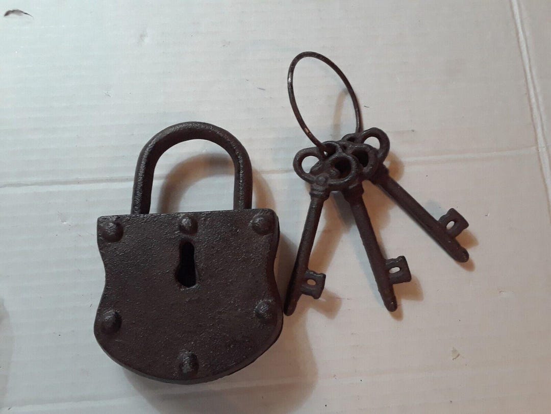 Vintage Iron Lock and Key Solid Metal Built Padlock - Etsy