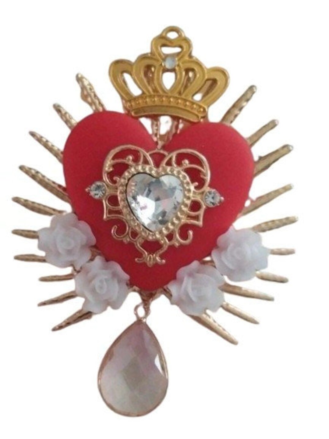 Ex-voto Red Heart Boho Brooch sacred Luminous Heart - Etsy