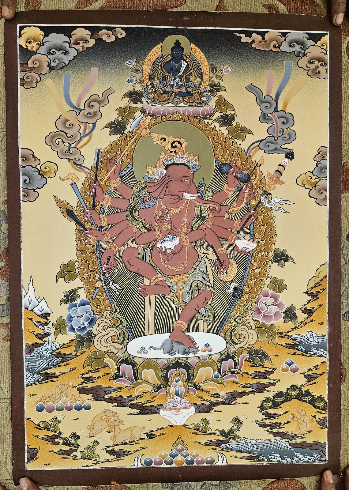 331. Buddhist Ganesha Thangka: Ganapati Thanka Art (15x20 Inches) - Etsy