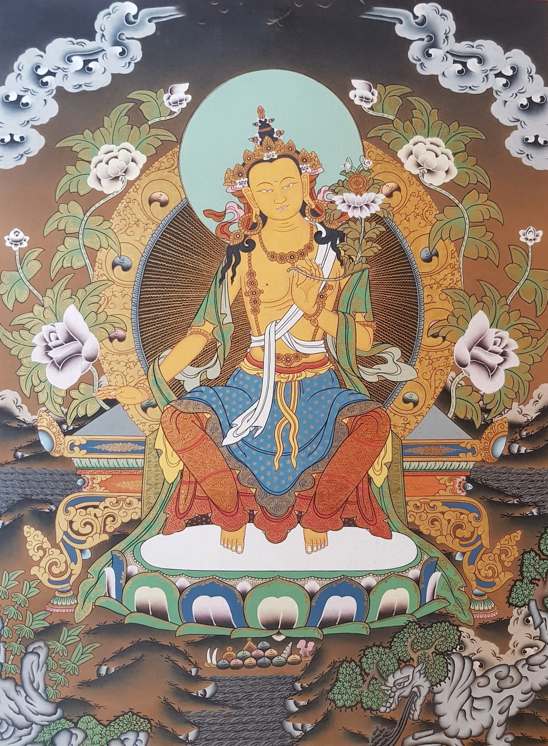 138. Maitreya (metteyya) Buddha Thangka (thanka). Free Brocade / Free ...