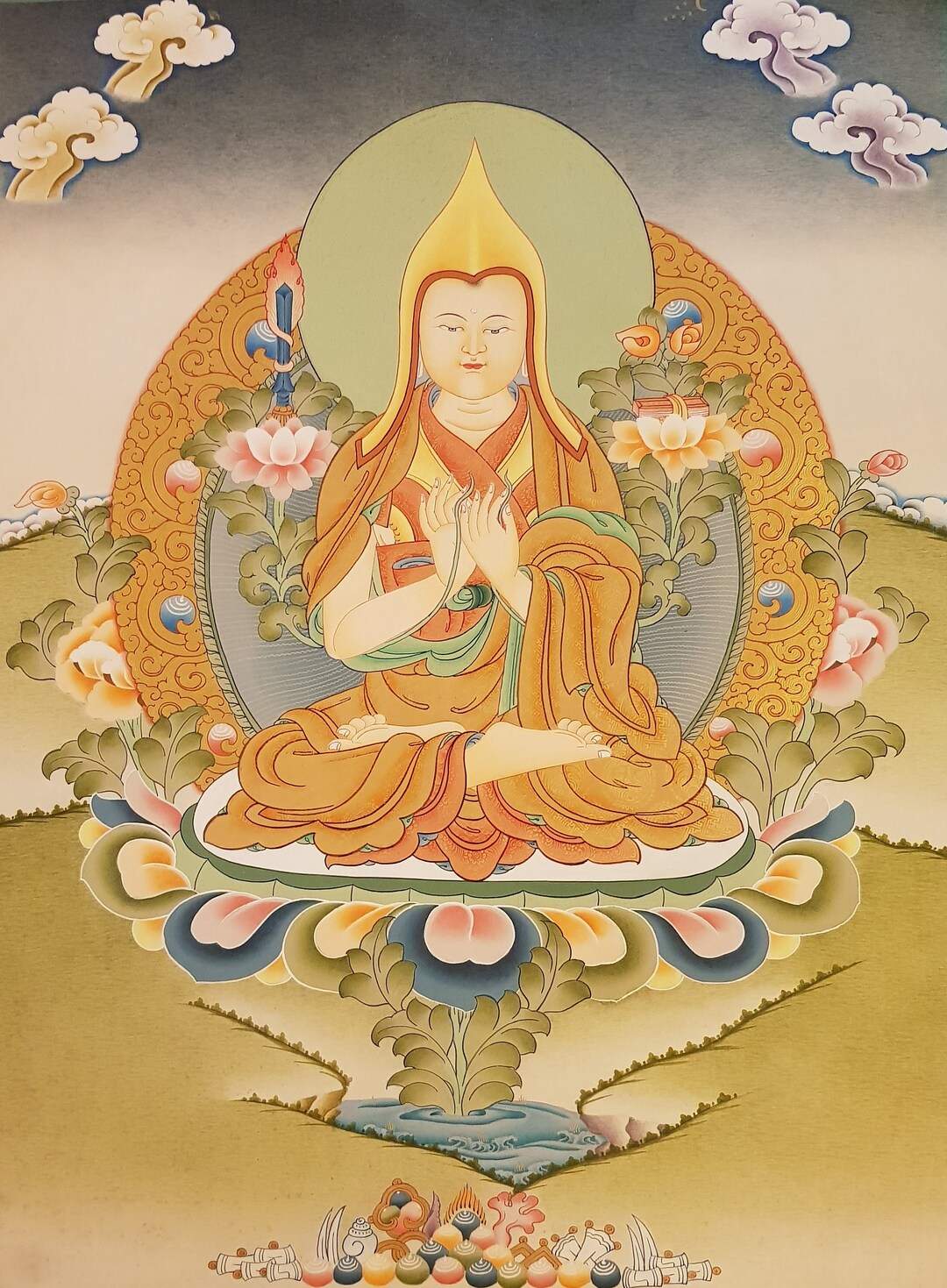 126. Lama Tsongkhapa Thangka (thanka). Free Brocade / Free Shipping. - Etsy