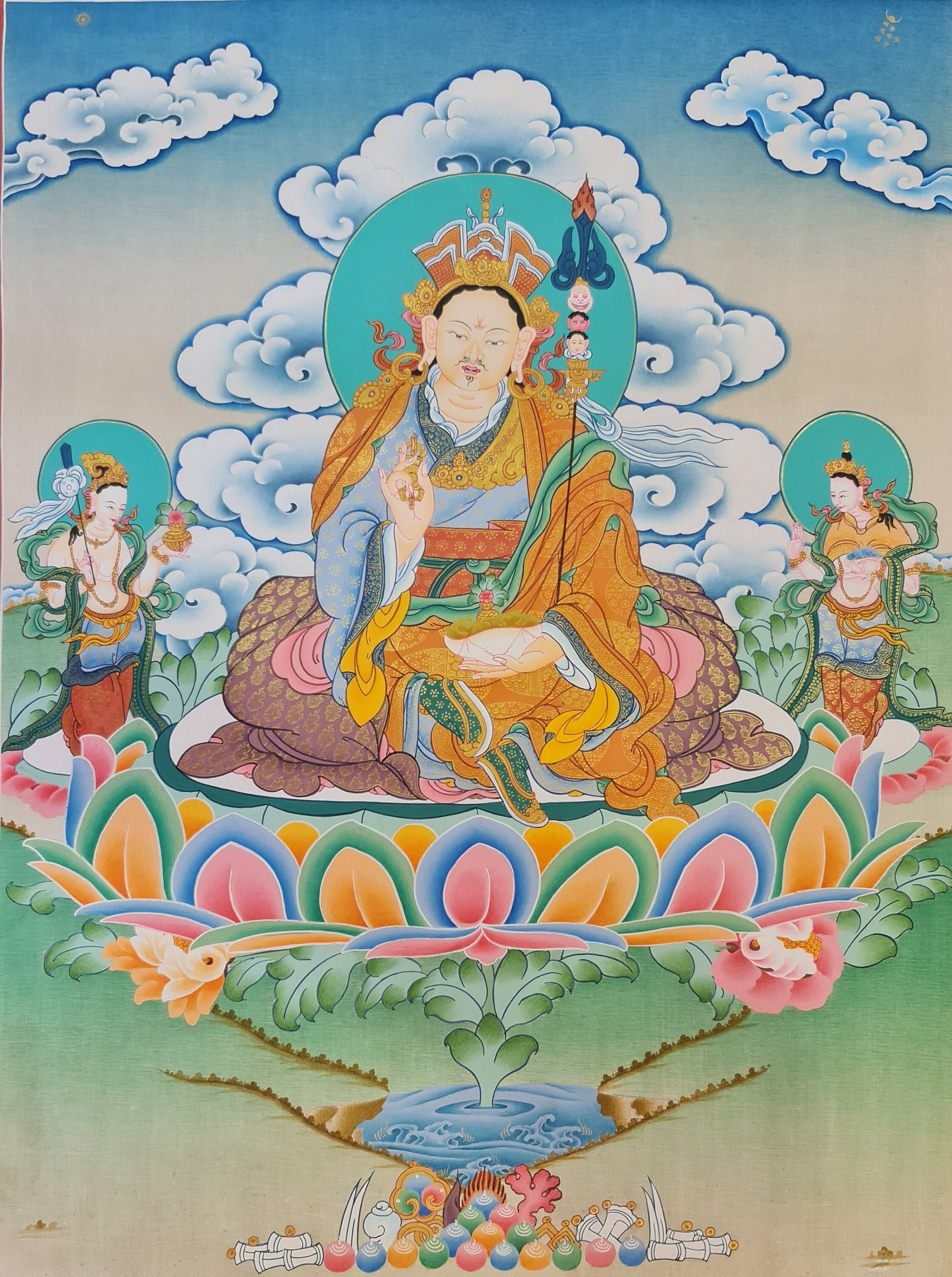 155. Guru Rinpoche Padmasambhava Thankathangka. Free Brocade / Free ...