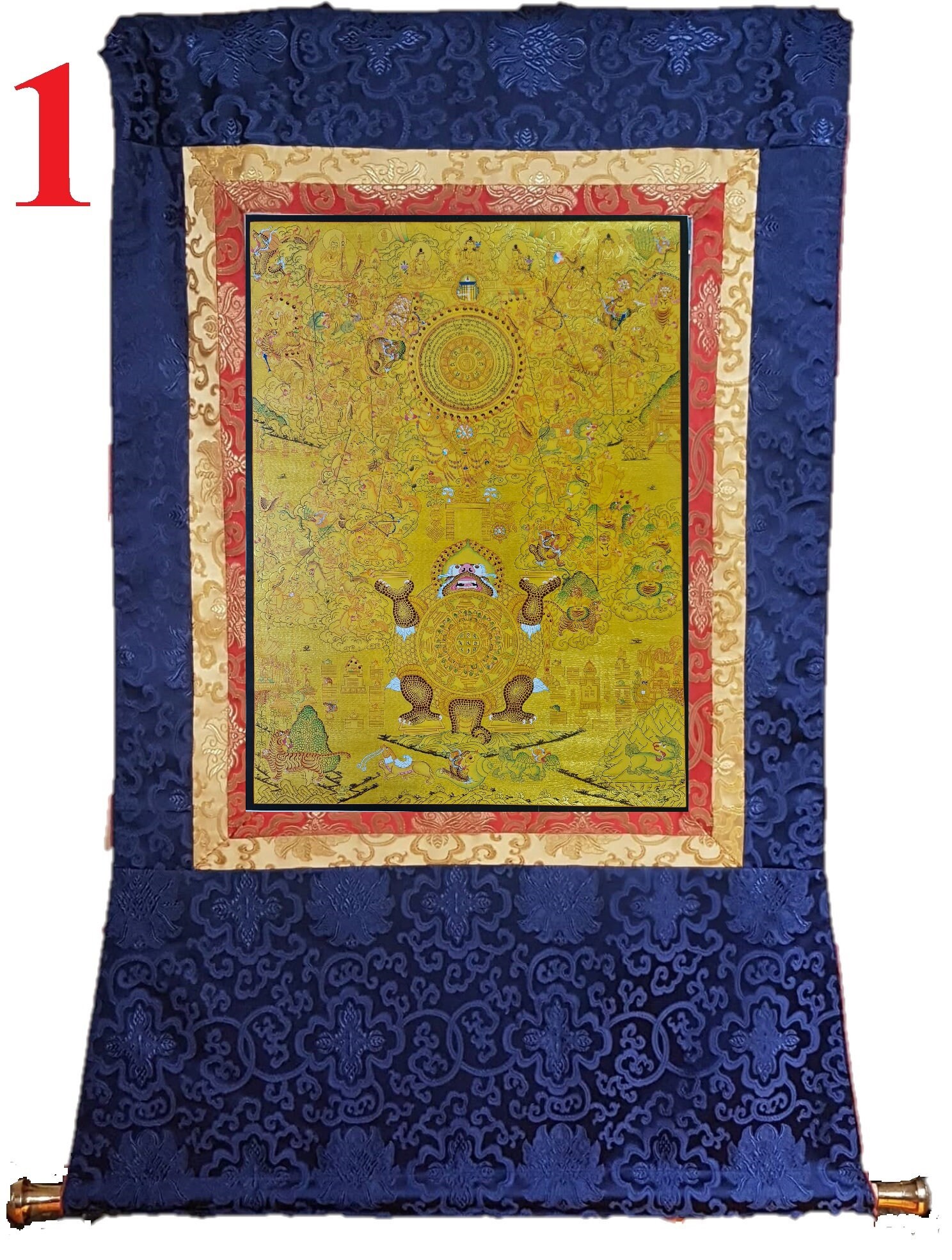 216. 24K Gold Shiva Khorlo Thangka: Tibetan Calendar Art - Etsy