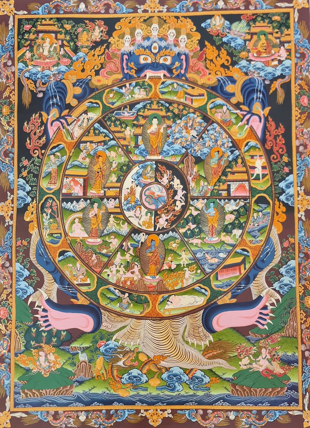 262. Wheel of Life samsara Thangka thanka. Free Brocade / Free Shipping ...